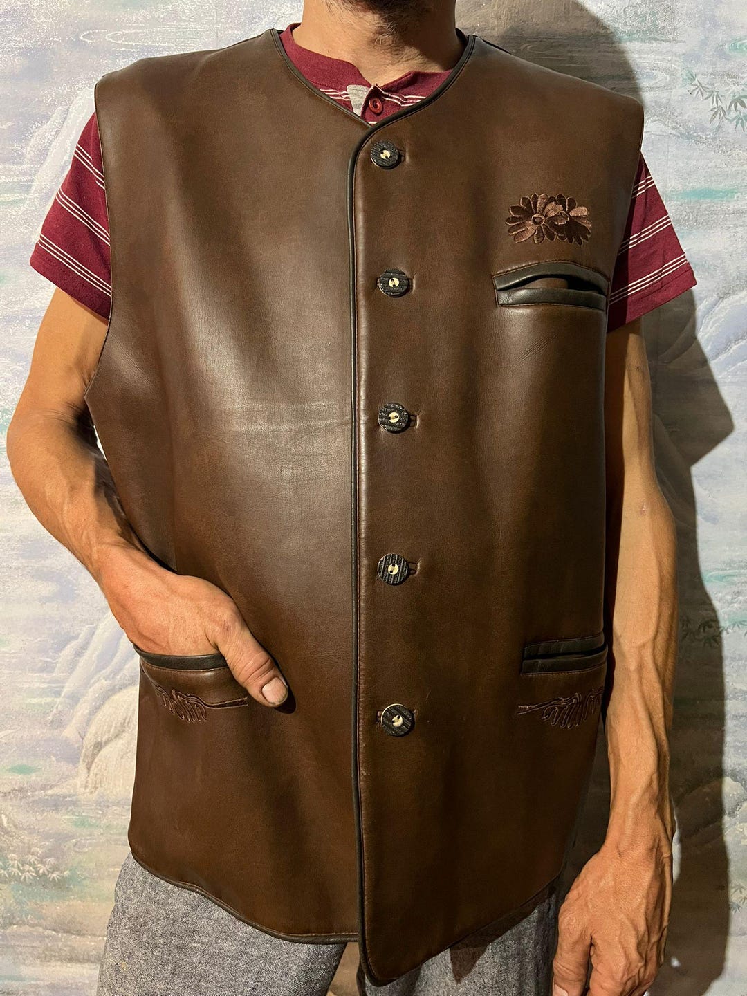 Bavarian Faux Leather Loden Vest: Bavarian Oktoberfest Style (L-XL) - Etsy