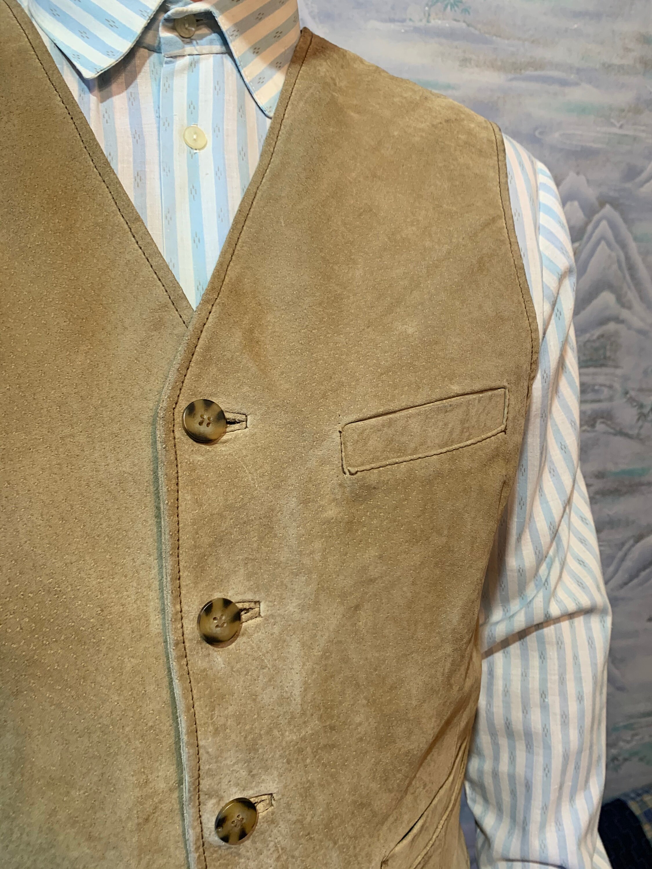 Genuine Suede Vest Light Brown Leather Vest Gentleman's | Etsy