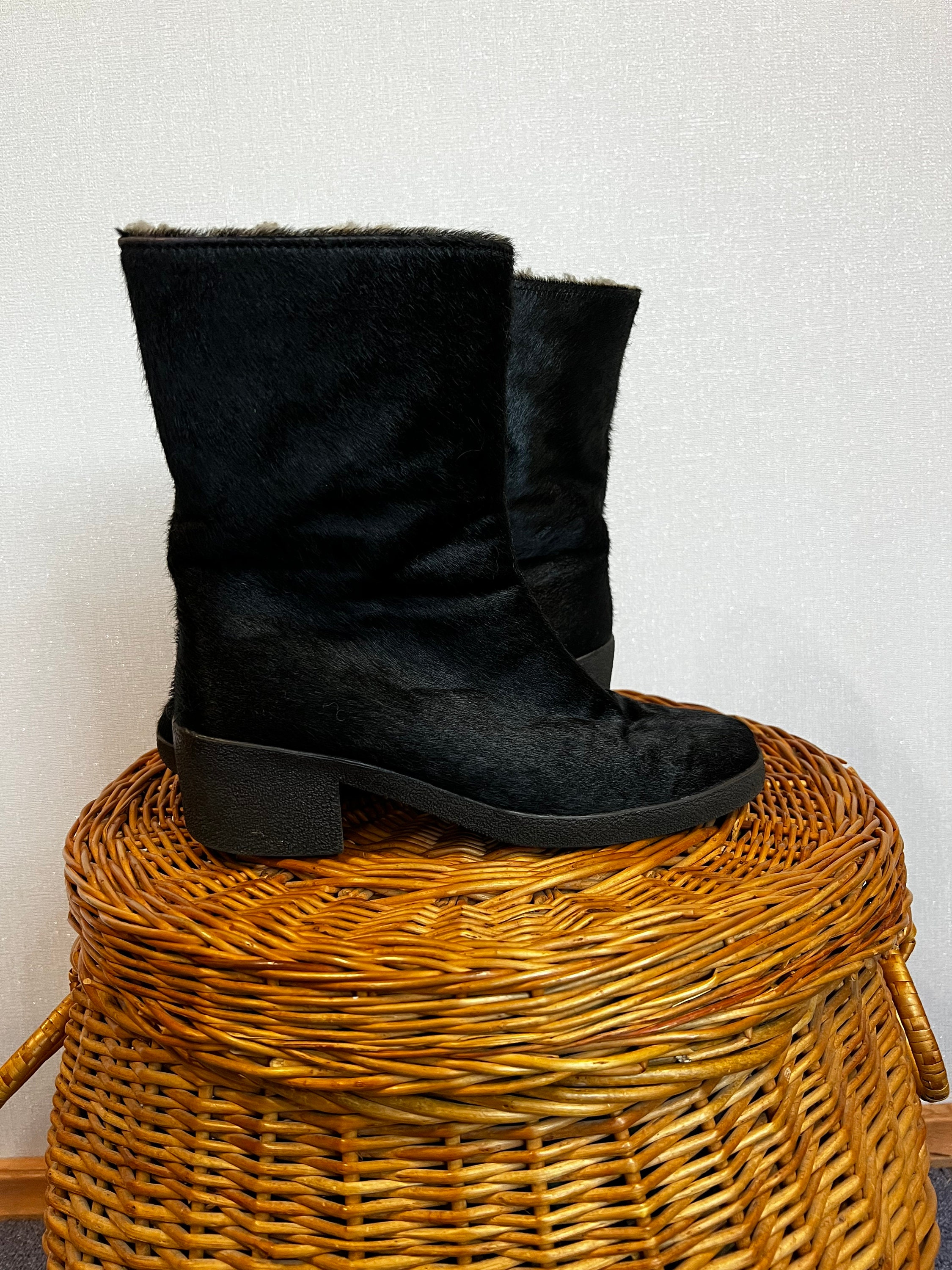 Vintage Fur Boots Snow Boots Sami Boots Vintage Black Real Fur - Etsy