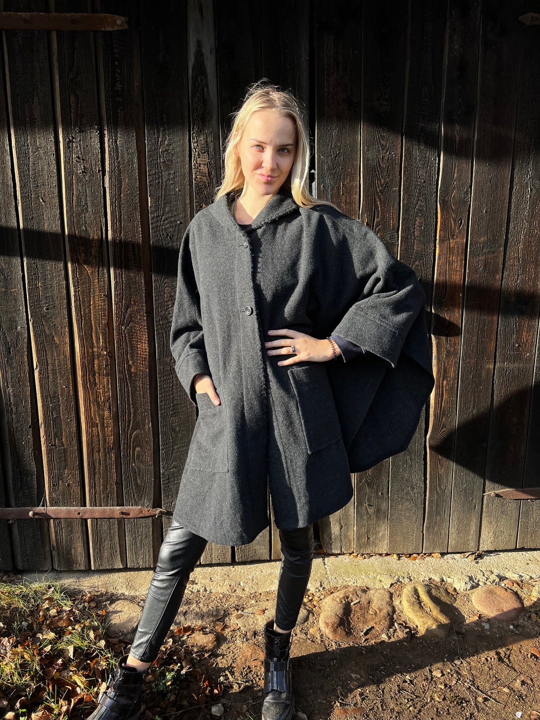 Austrian Style Wool Cloak Tyrolean Gray Cape Coat Romantic Cloak ...