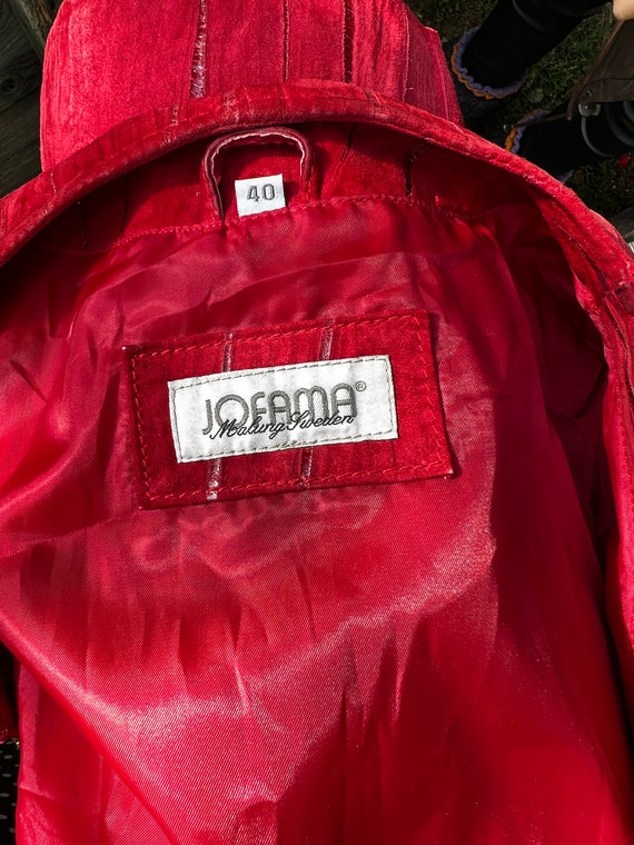 Vintage Suede Leather Jacket Red Classic Leather Shor… - Gem