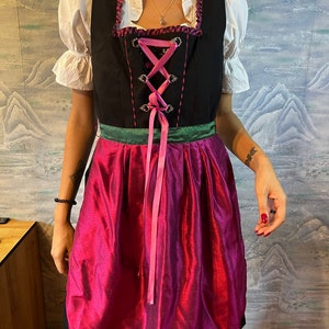 Dark Dirndl Dress With Blouse and Two Apron Bavarian Oktoberfest Dress ...