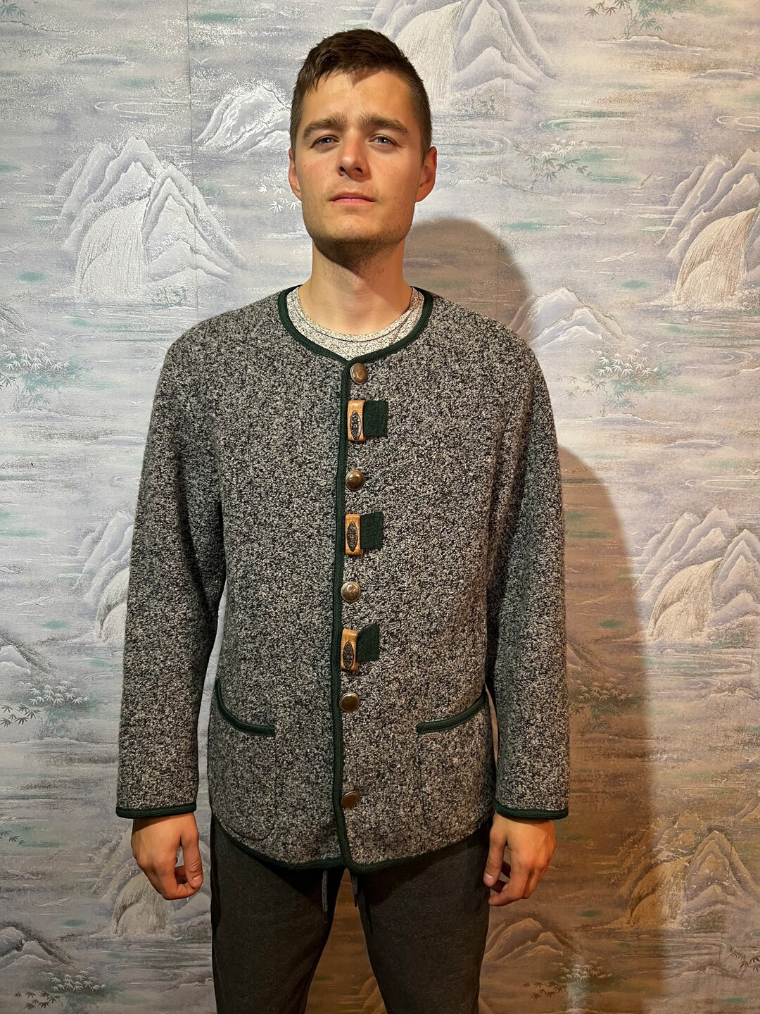 Vintage Wool Mens Blazer Gray Jacketr Tyrolean Sounds of Music Loden ...