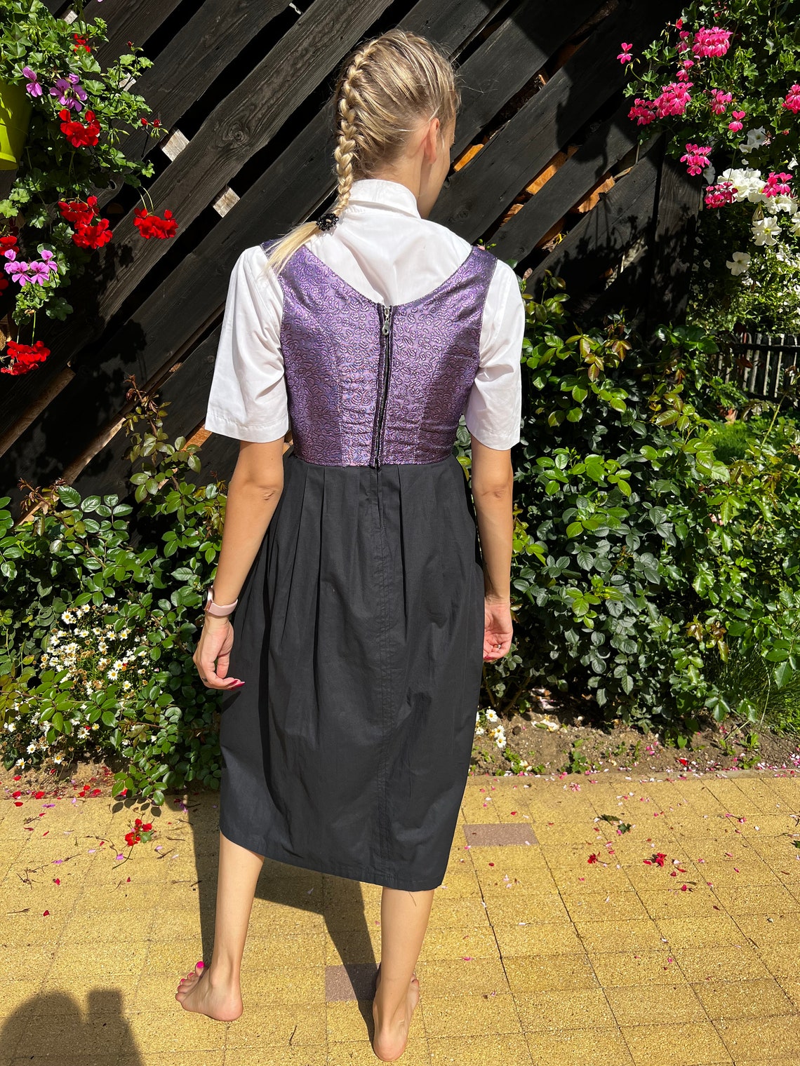Purple Dirndl Dress: Bavarian Oktoberfest Gingham Gown, Medium - Etsy