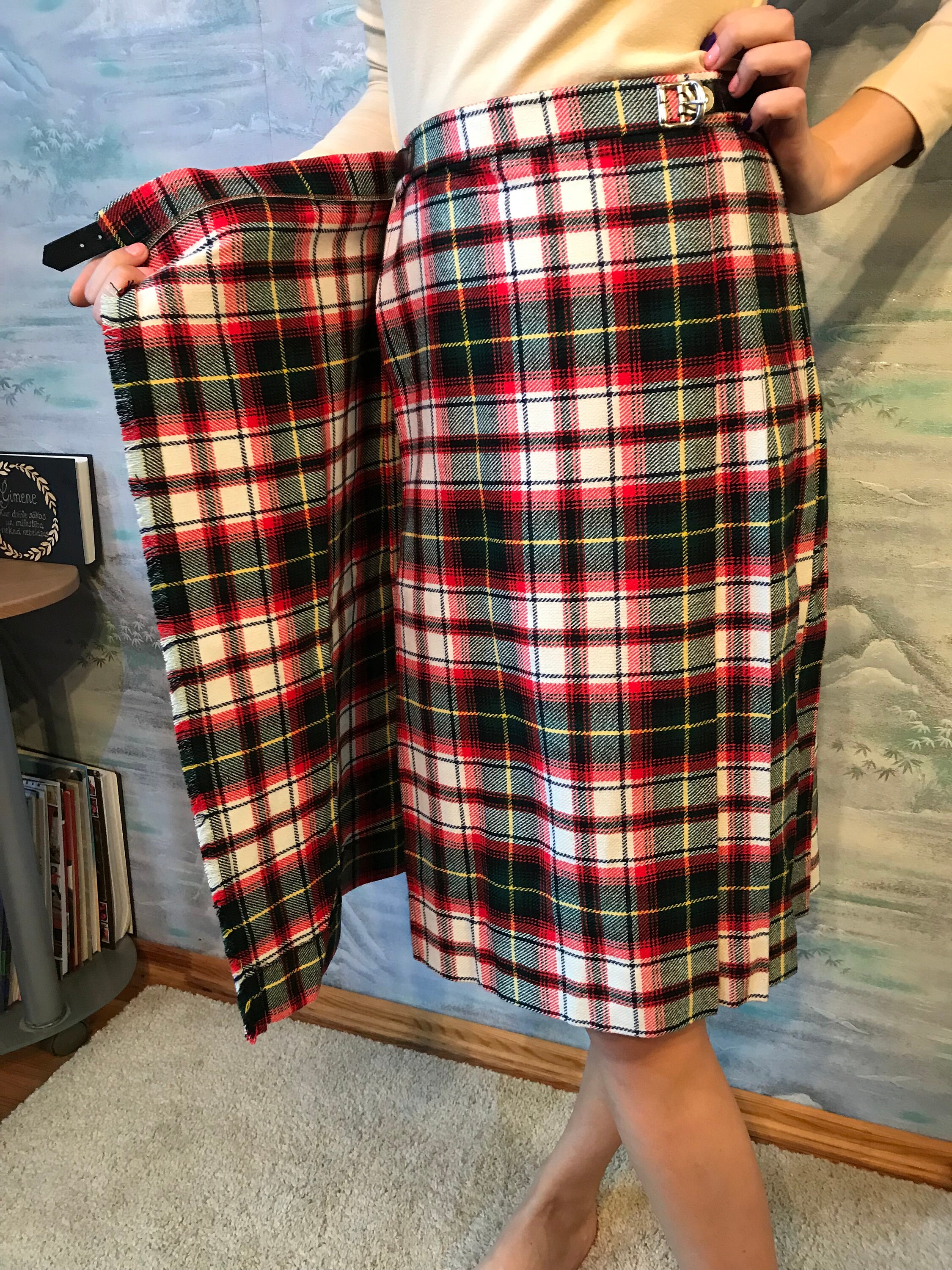 Vintage Checkered Skirt 80s Women White Red Skirt Tartan Skirt - Etsy