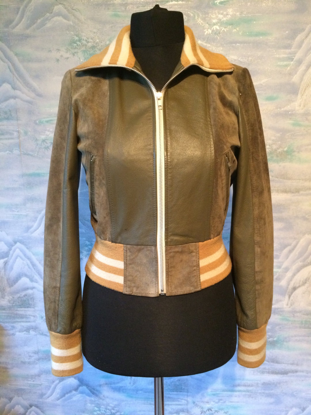 Vintage Pig Split Leather Jacket Khaki Leather Blazer Short Pigs ...