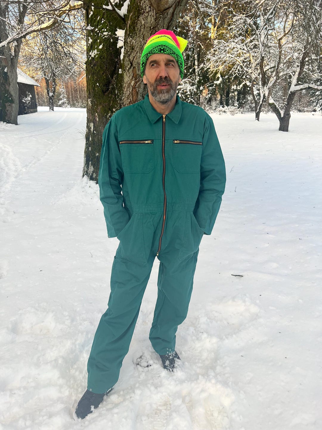 Vintage 90s Men Full Overalls Green Coveralls Men's Jumpsuit Green Work ...