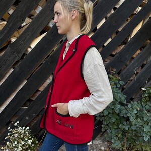Vintage Austrian Red Wool Vest Womens Pure New Wool Loden Traditional ...