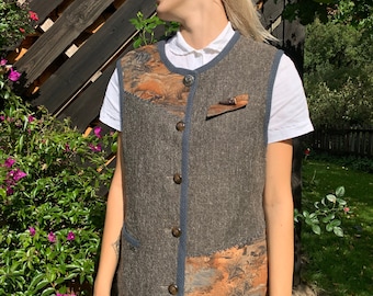 Vintage Austrian Red Wool Vest Womens Pure New Wool Loden Traditional ...