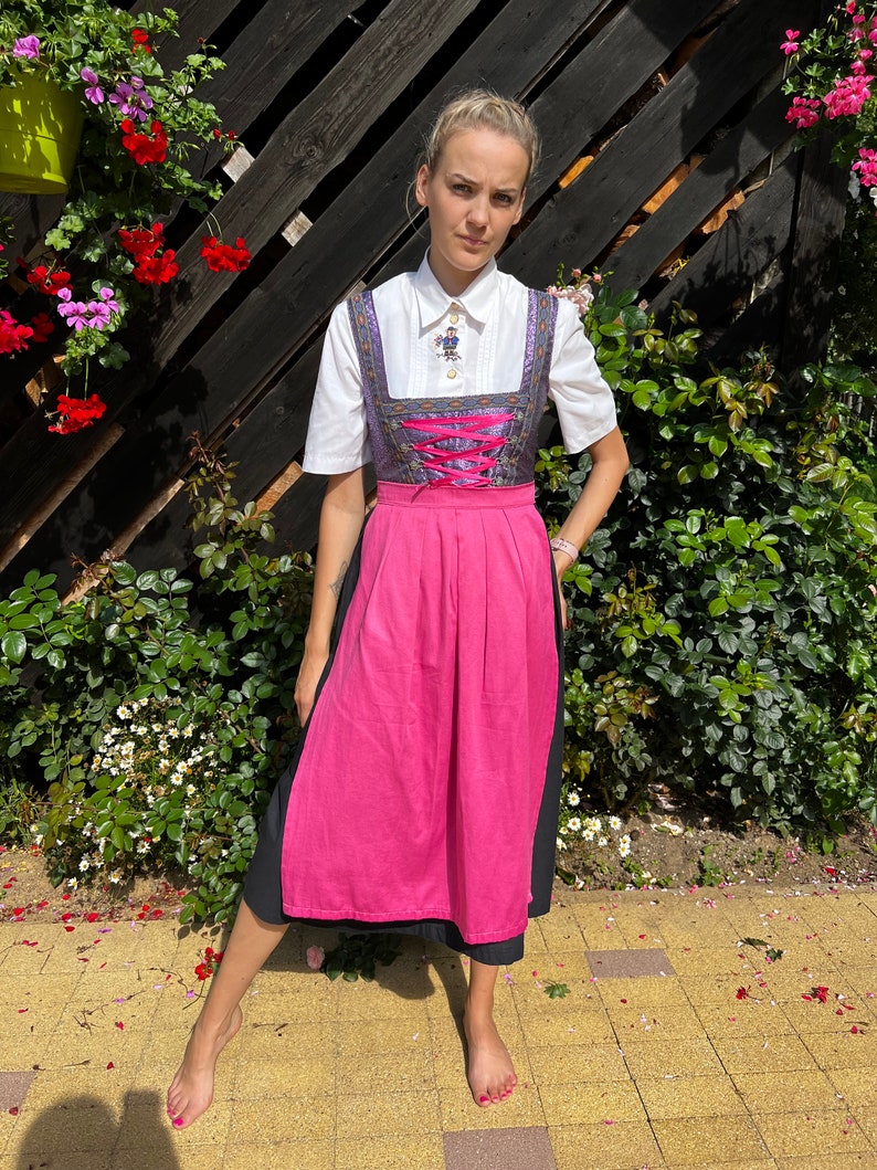 Purple Dirndl Dress: Bavarian Oktoberfest Gingham Gown, Medium - Etsy