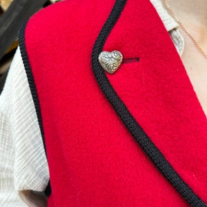 Vintage Austrian Red Wool Vest Womens Pure New Wool Loden Traditional ...