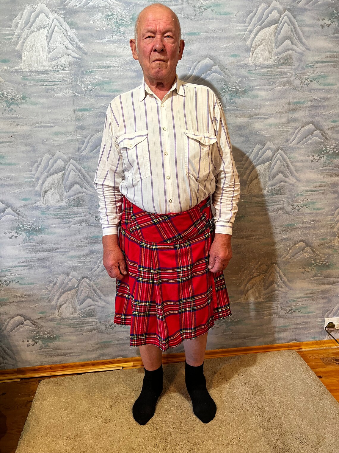 Red Plaid Scottish Kilt Mens Skirt Kilt Plaid Checked Pleated - Etsy