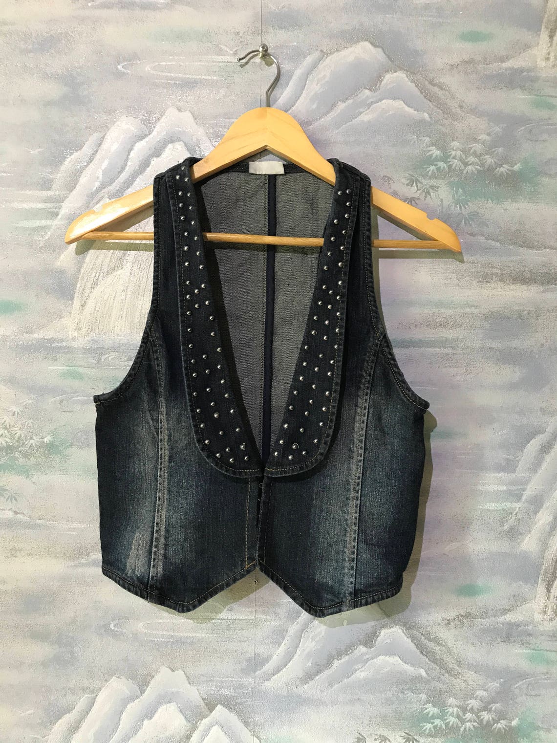 Vintage Extra Small Size Vest Denim Vest Women Jeans Vest Blue - Etsy