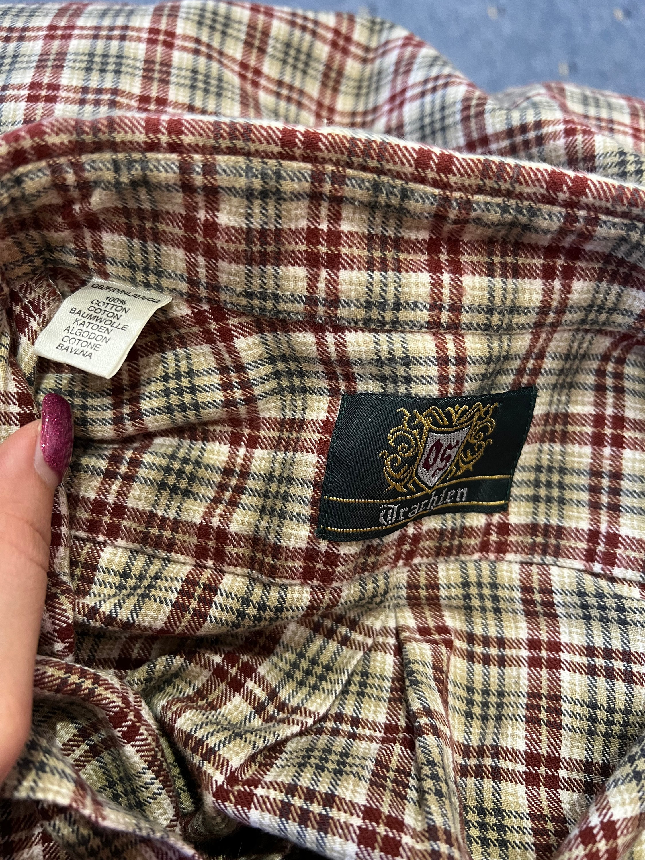 Vintage Austrian Plaid Flanel Shirt Large Size Men Cotton Dirndl Shirt ...