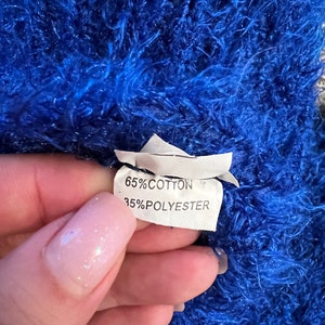 90s Blue Fuzzy Sweater Fringe Fuzzy Knitted Jumper Medium Size Hipster ...