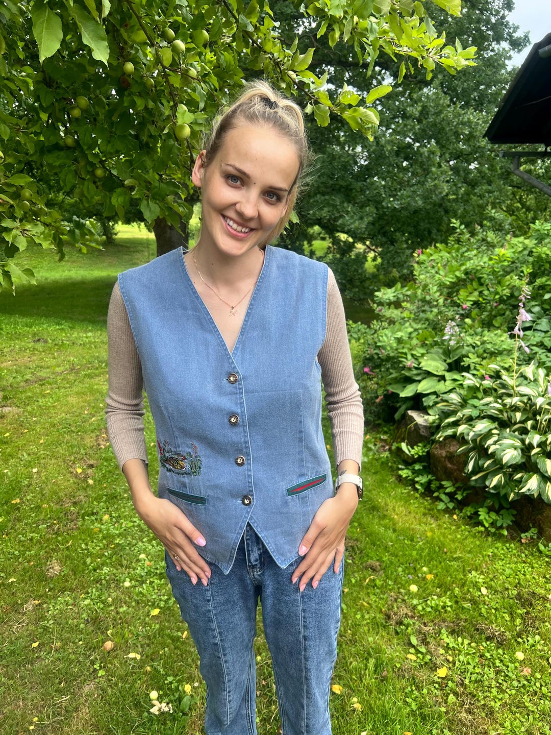 Vintage Blue Austrian Jeans Vest Women's Loden Traditional Vest Denim ...