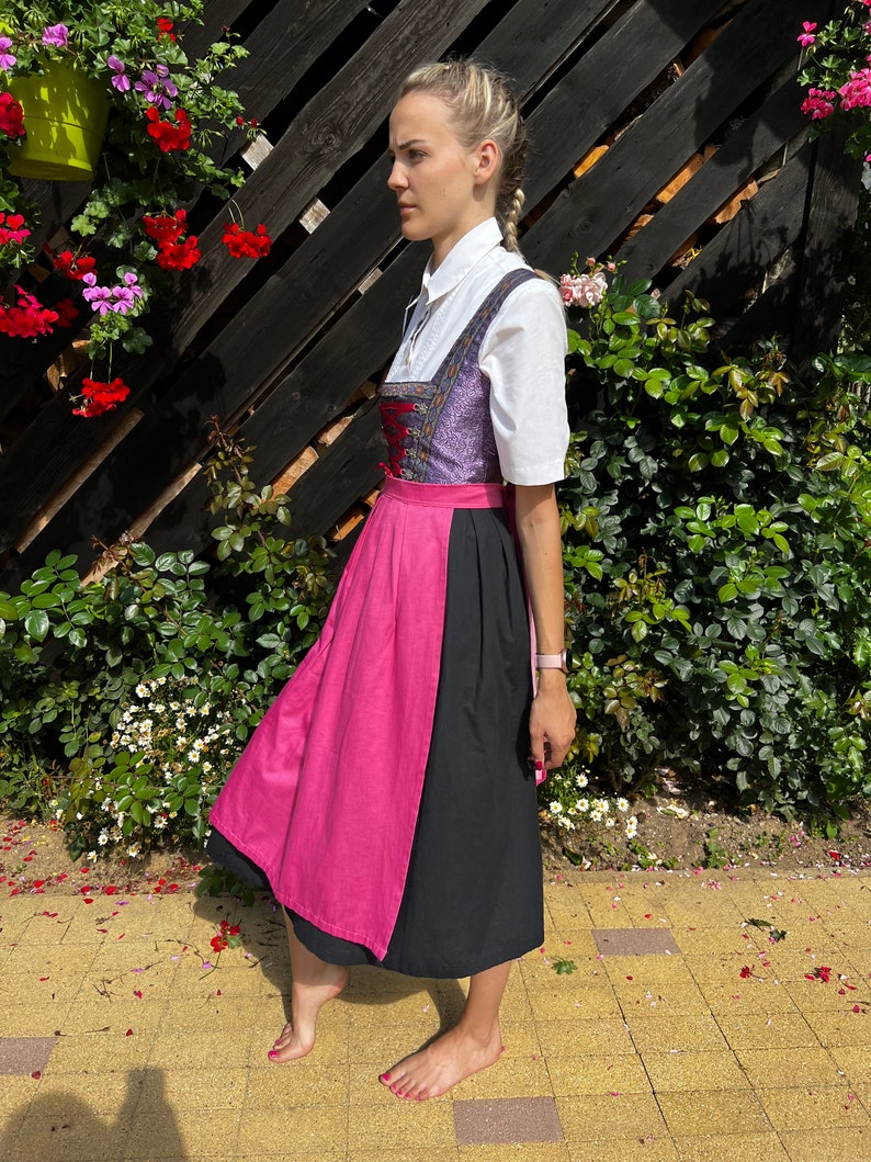 Purple Dirndl Dress: Bavarian Oktoberfest Gingham Gown, Medium - Etsy
