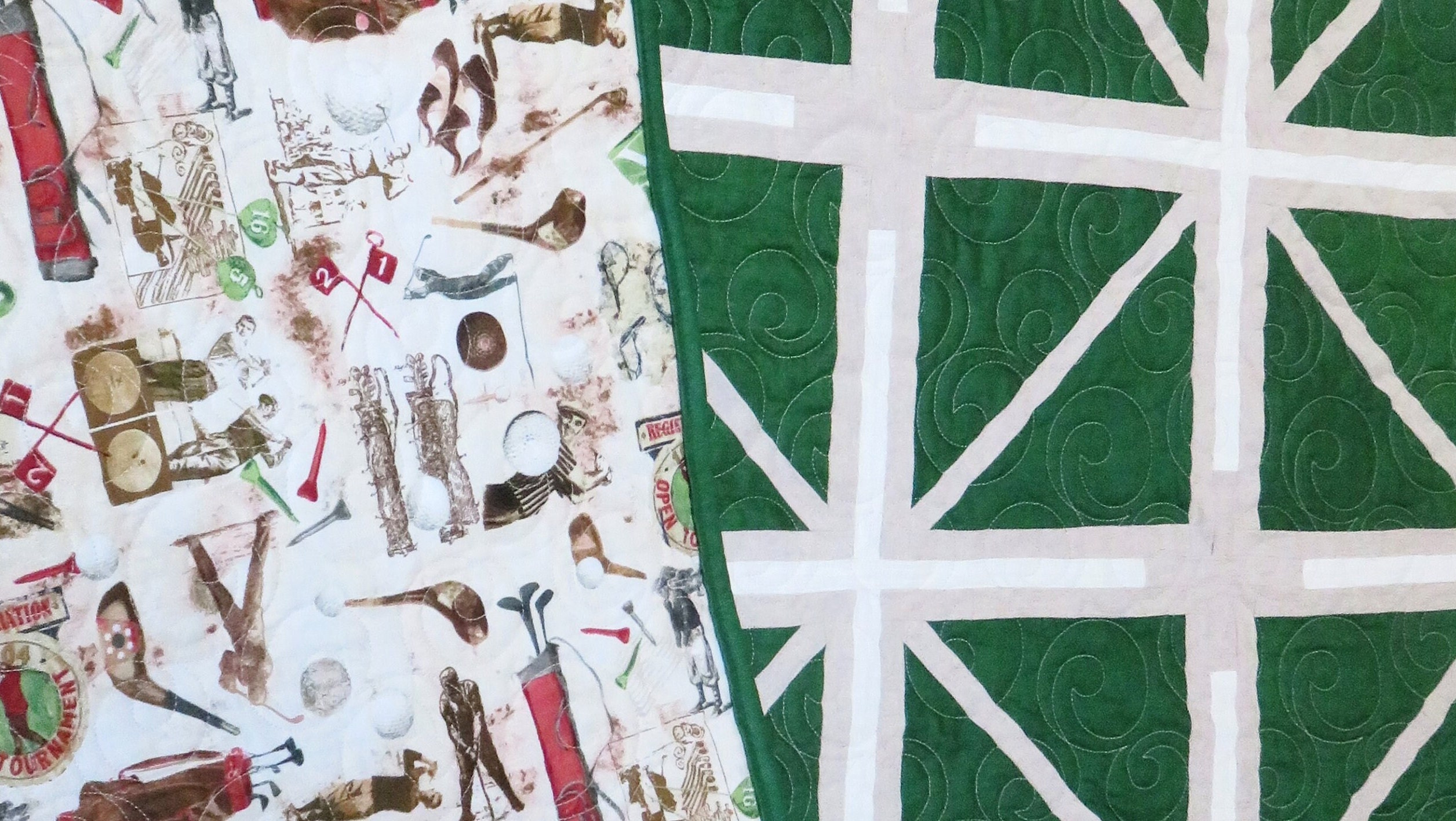 Handmade Quilt for Sale, Golfer Quilt, Lap Quilt, Golfing Blanket ...