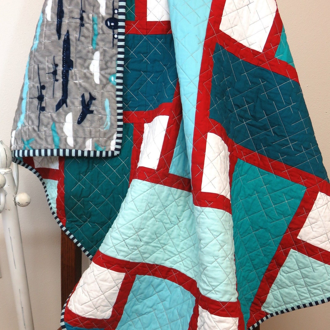 Handmade Quilt for Sale, Aviation Quilt, Airplane Quilt, Military Jets ...