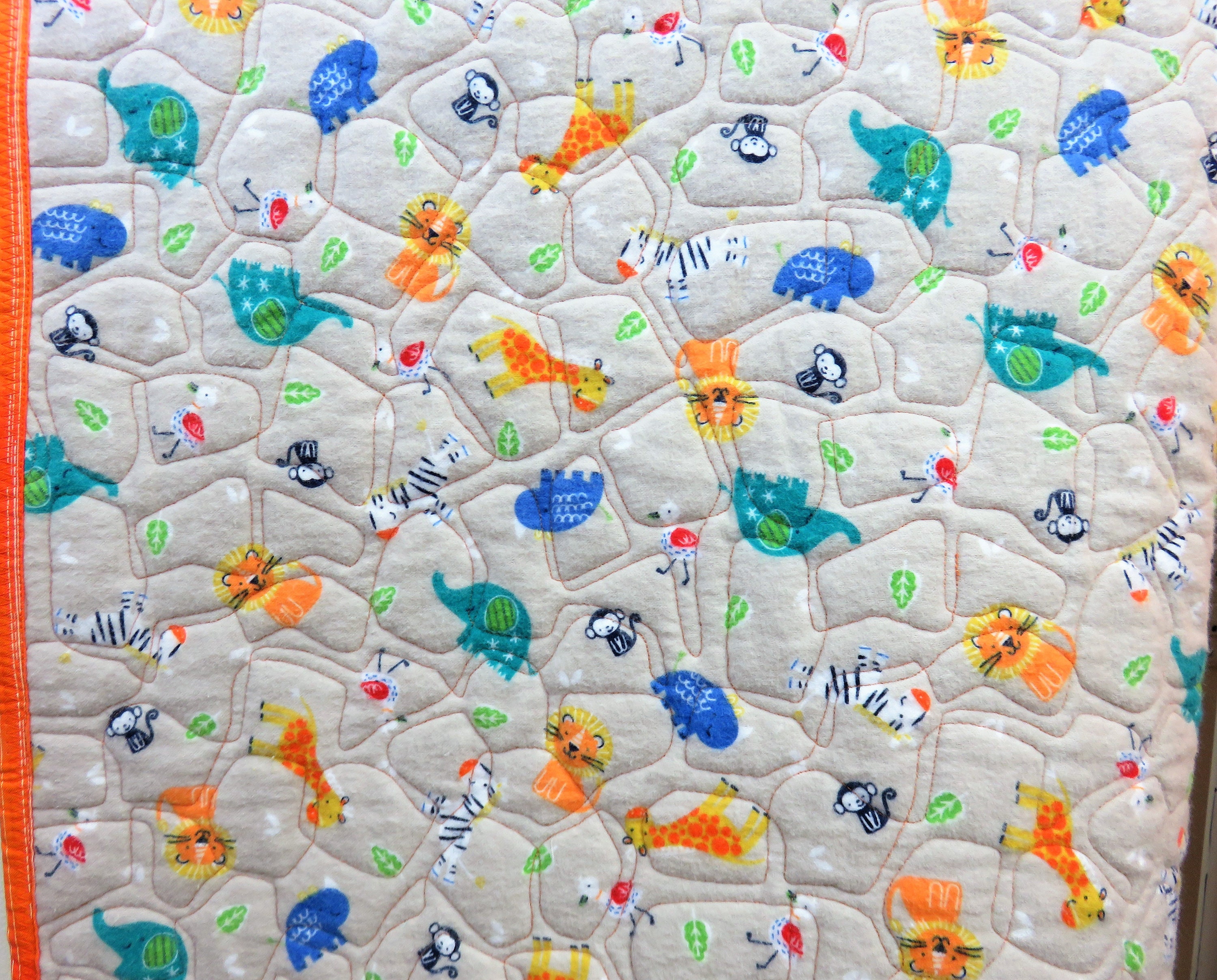 Handmade Quilt for Sale, Zoo Animals Quilt, Flannel Baby Blanket ...