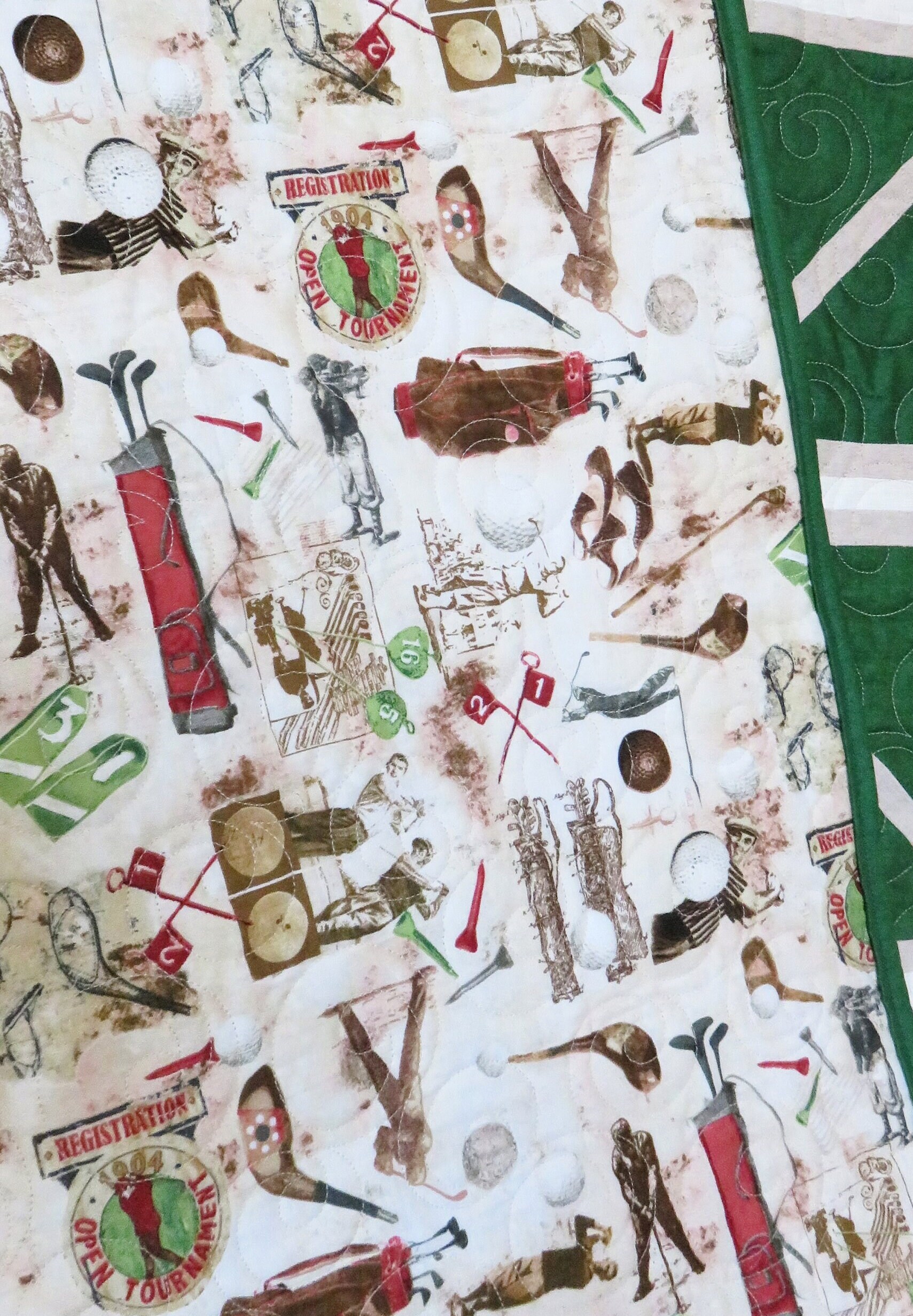 Handmade Quilt for Sale, Golfer Quilt, Lap Quilt, Golfing Blanket ...