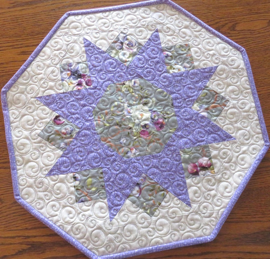 Handmade Floral Octagon Table Topper, Lavender Roses Decor - Etsy