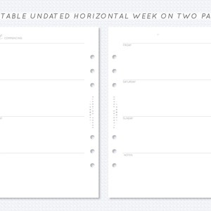 A5 Horizontal Weekly Planner Week on Two Pages Printable - Etsy