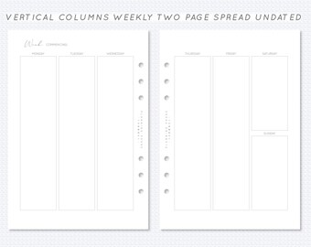 Undated Weekly Planner Printable Vertical Layout & Notes - Etsy