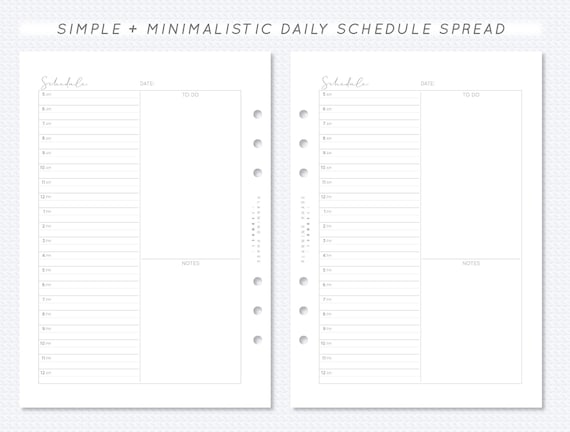 Undated Hourly Daily Schedule Spread Printable A5 Filofax - Etsy