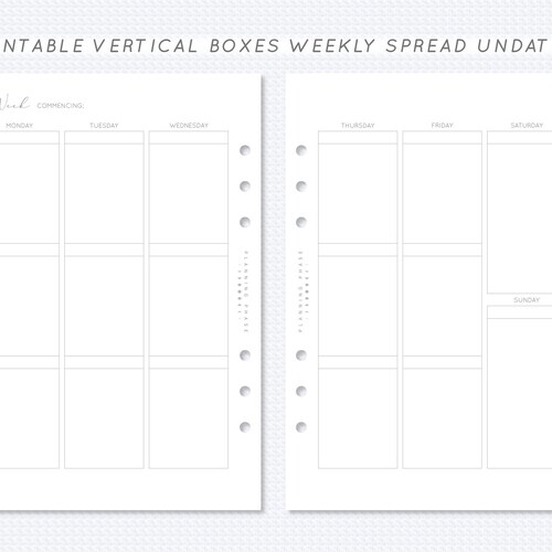 Weekly Hourly Planner Printable A5 Inserts Week on Two Pages - Etsy