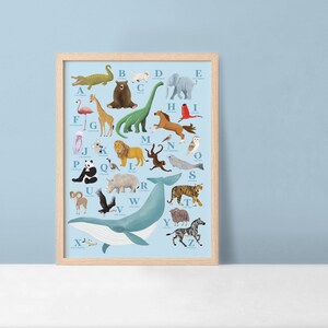 Blue Alphabet Poster Alphabet Letter Print for Nursery, Nursery Poster ...