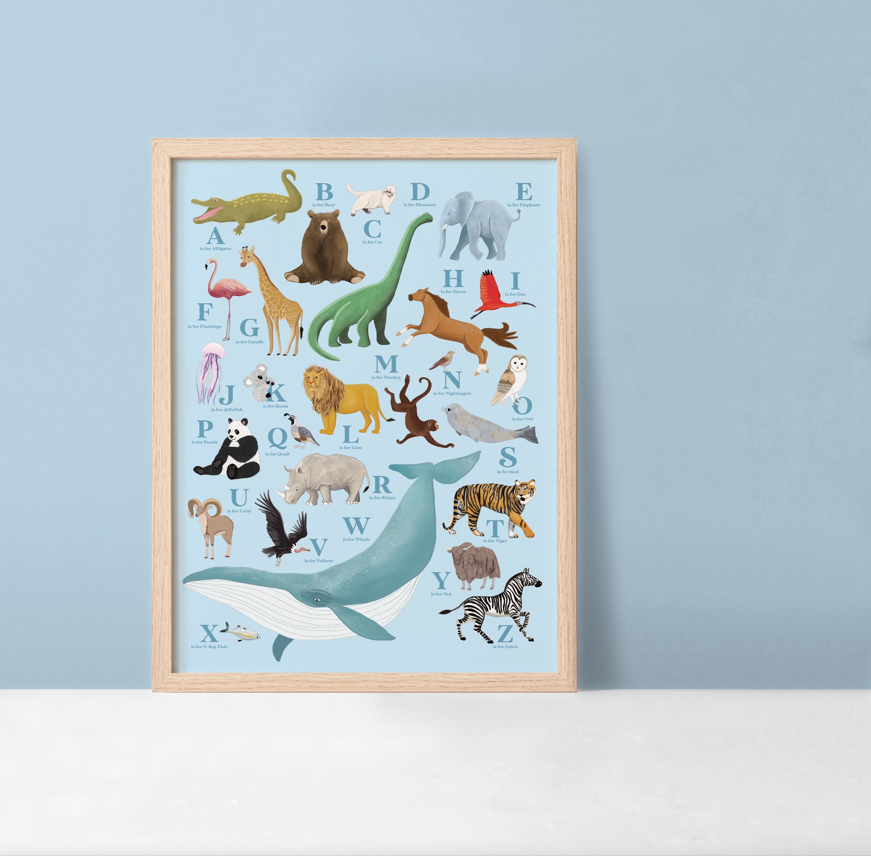 Blue Alphabet Poster Alphabet Letter Print for Nursery, Nursery Poster ...