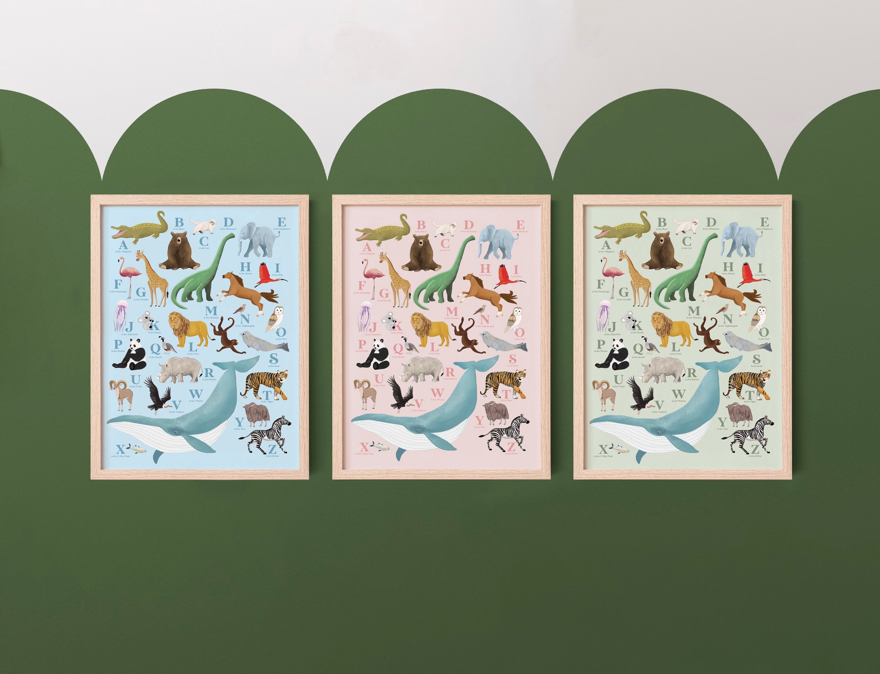 Blue Alphabet Poster Alphabet Letter Print for Nursery, Nursery Poster ...