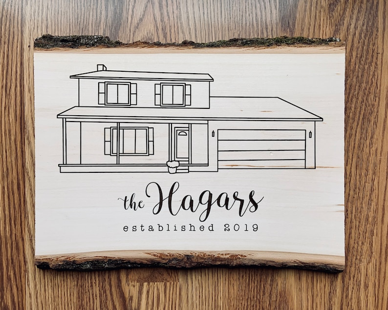 Engraved Custom Home Housewarming Sign Rustic Bark Edge Wood - Etsy