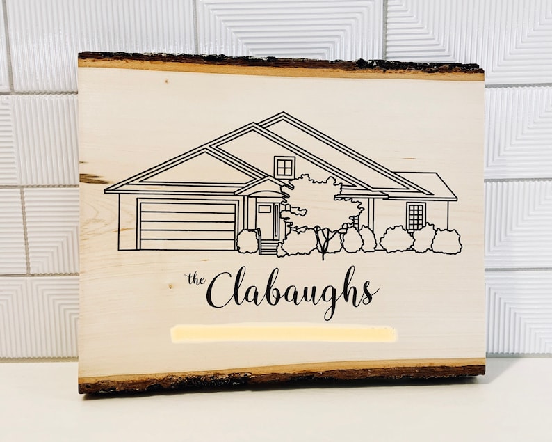 Engraved Custom Home Housewarming Sign Rustic Bark Edge Wood - Etsy