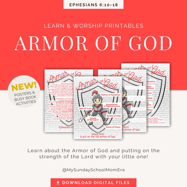 Armor of God Poster & Busy Book Printable Set, Ephesians 6:10-18 - Etsy