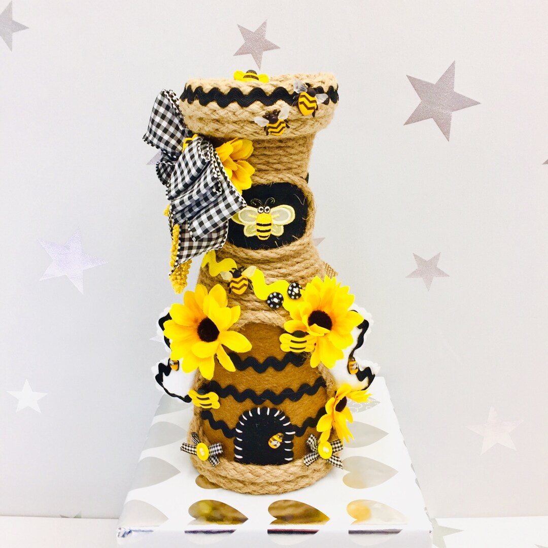 Bee Hive Decor, Spring Flower Vase, Bee Kitchen Decor, Bees and Hive ...