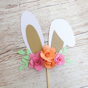Bunny Ears Cake Topper, Some Bunny is One, Easter Cake Topper, Floral ...