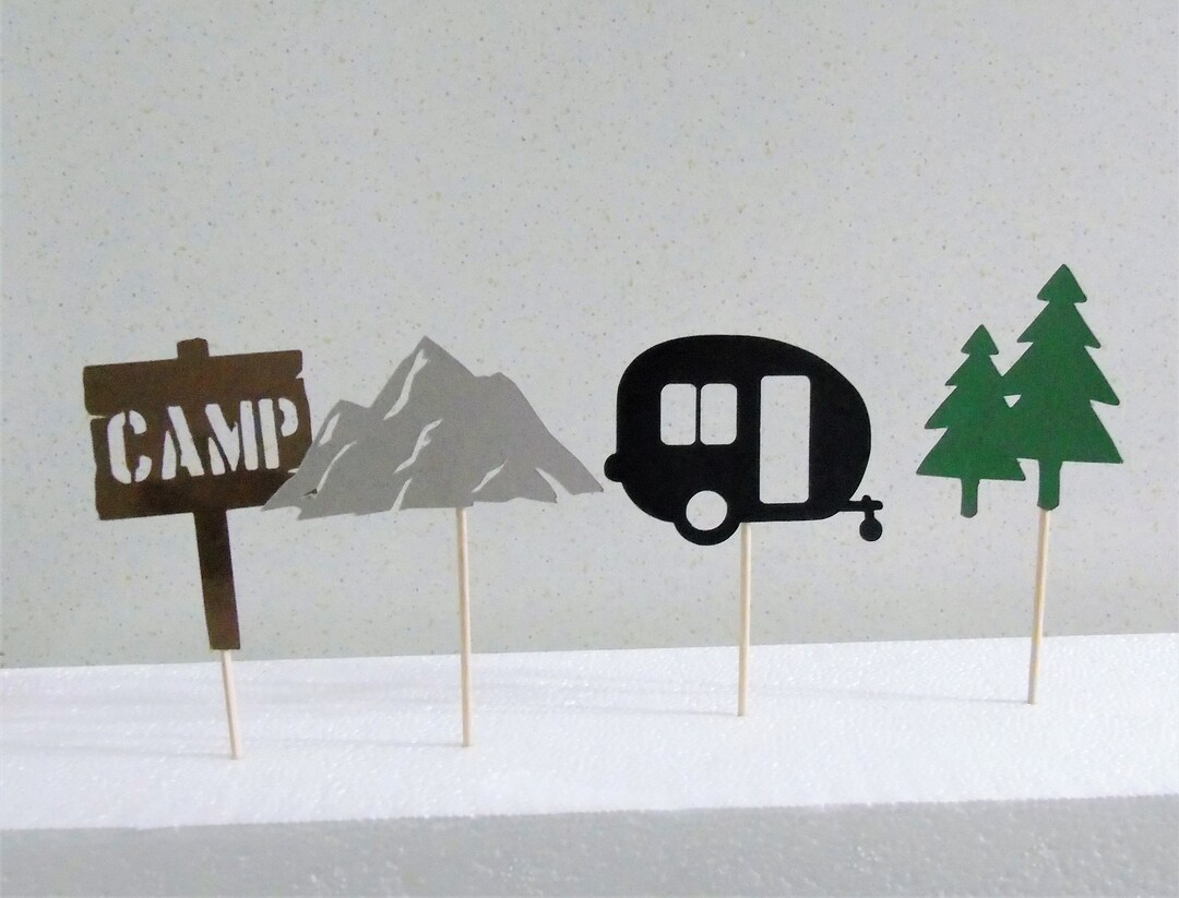 One Happy Camper Cupcake Toppers, Camping Birthday Decor, 1st Birthday ...