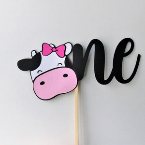 Cow Cake Topper, Cute Cow One Birthday Smash Cake Topper, Barnyard Farm ...