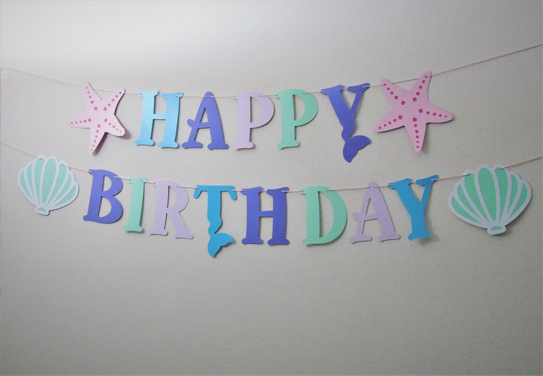 Mermaid Happy Birthday Banner, Sea Birthday Banner, 1st Girl Birthday ...