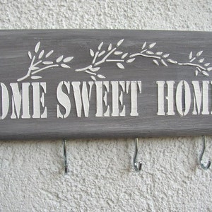 Housewarming Gift, Key Holder, Wall Key Rack, Home Sweet Home Sign ...