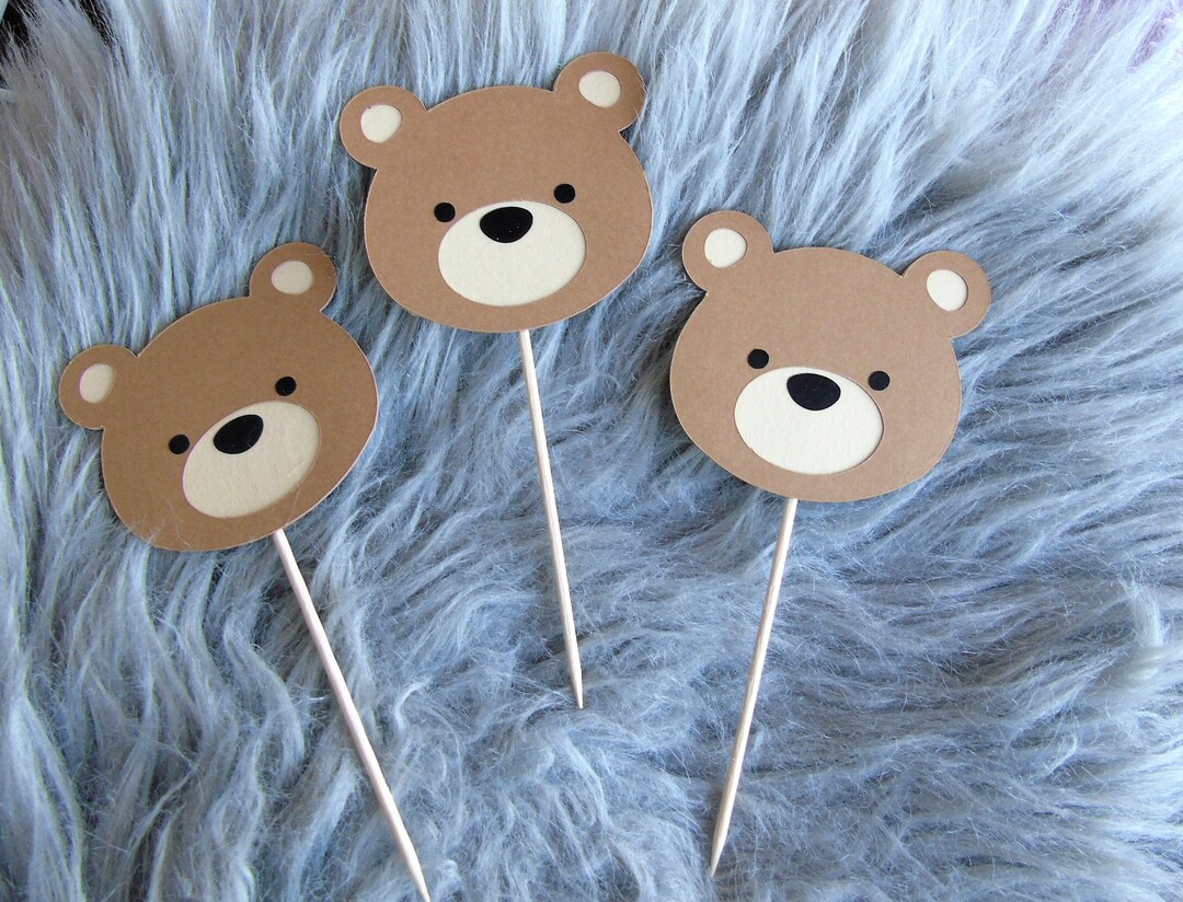 Bear Cupcake Toppers, Bear Party Decoration, 1st Birthday Party, Bear ...