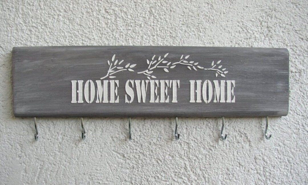 Housewarming Gift, Key Holder, Wall Key Rack, Home Sweet Home Sign ...