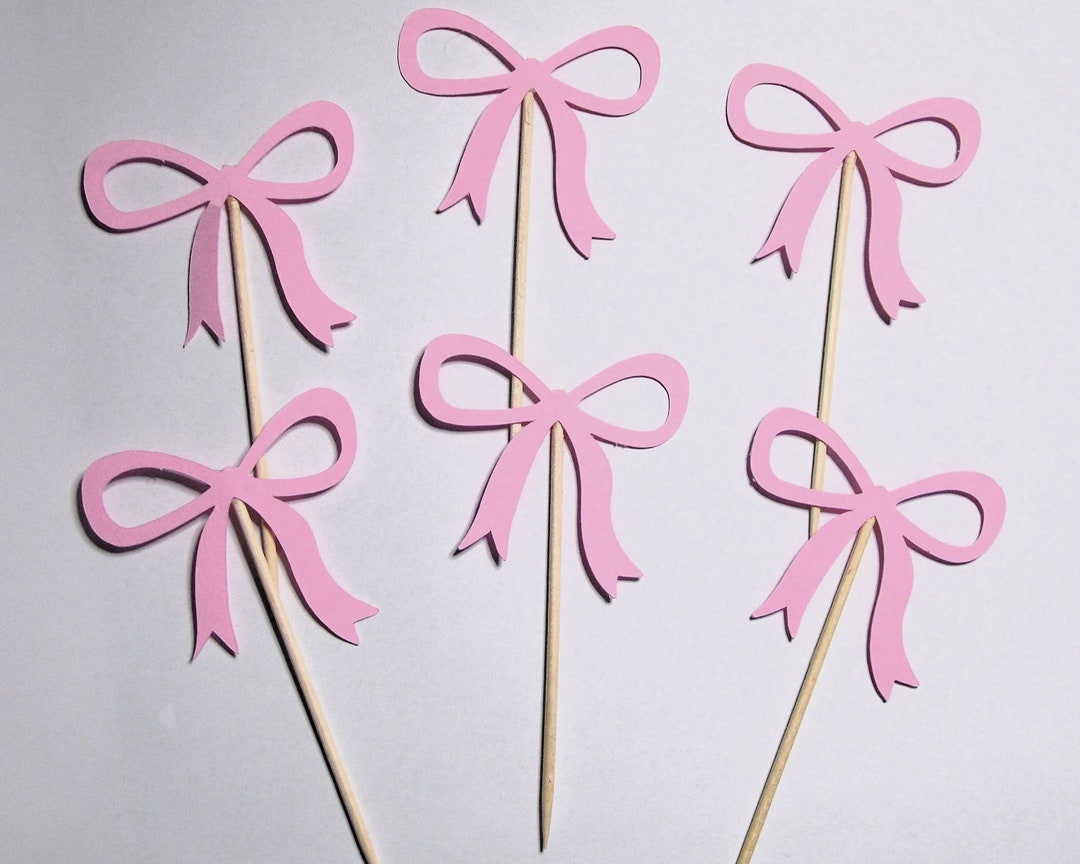 Pink Bow Cupcake Toppers, Coquette Birthday Party, Pink Bow Birthday ...