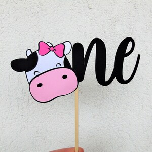 Cow Cake Topper, Cute Cow One Birthday Smash Cake Topper, Barnyard Farm ...