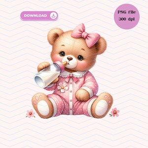 Pink Teddy Bear Clipart Girl 5 PNG Digital Download Pink Teddy Bear ...