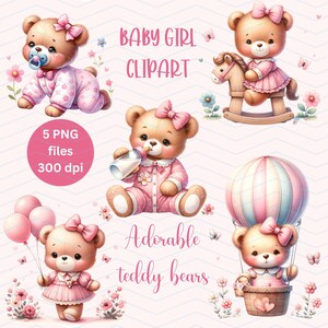 Pink Teddy Bear Clipart Girl 5 PNG Digital Download Pink Teddy Bear ...