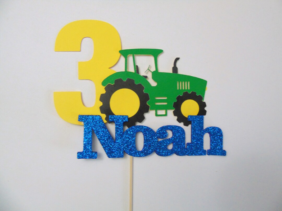 Personalised Farm Tractor Cake Topper, Custom Birthday Name Age Cake ...