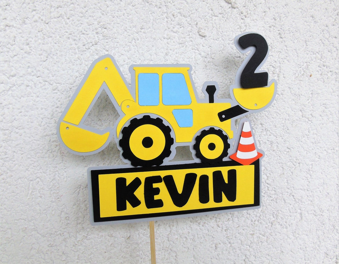 Excavator Construction Cake Topper, Personalized Cake Topper, Digger ...